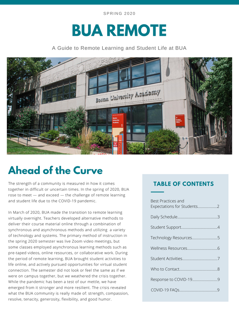 Spring 2020 Remote Learning Plan | Boston University Academy